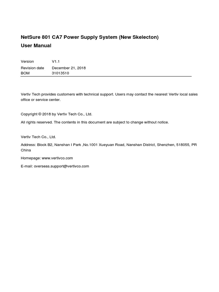 Netsure 801 Series Power Supply System User Manual | PDF | Rectifier | Power Supply