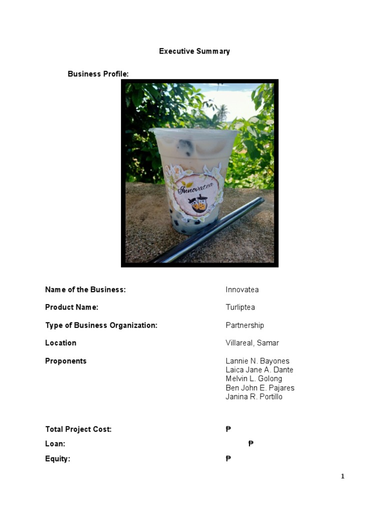 BusinessPlan G2-Innovatea | PDF | Milk | Tea