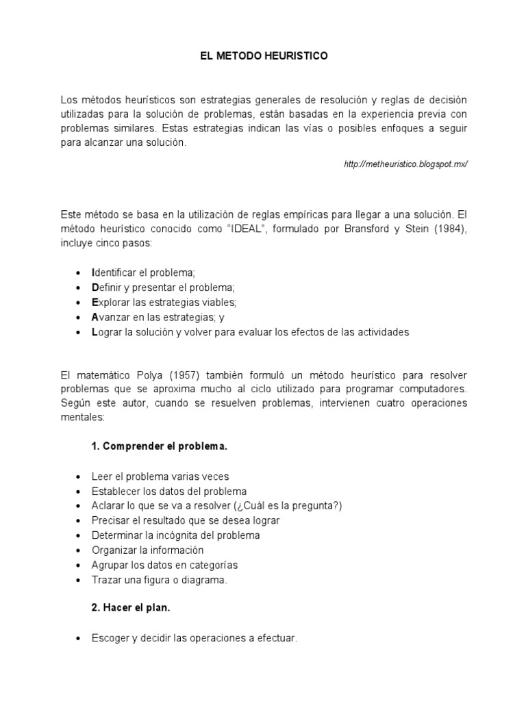 El Metodo Heuristico Pdf Heurístico Método Científico 8040