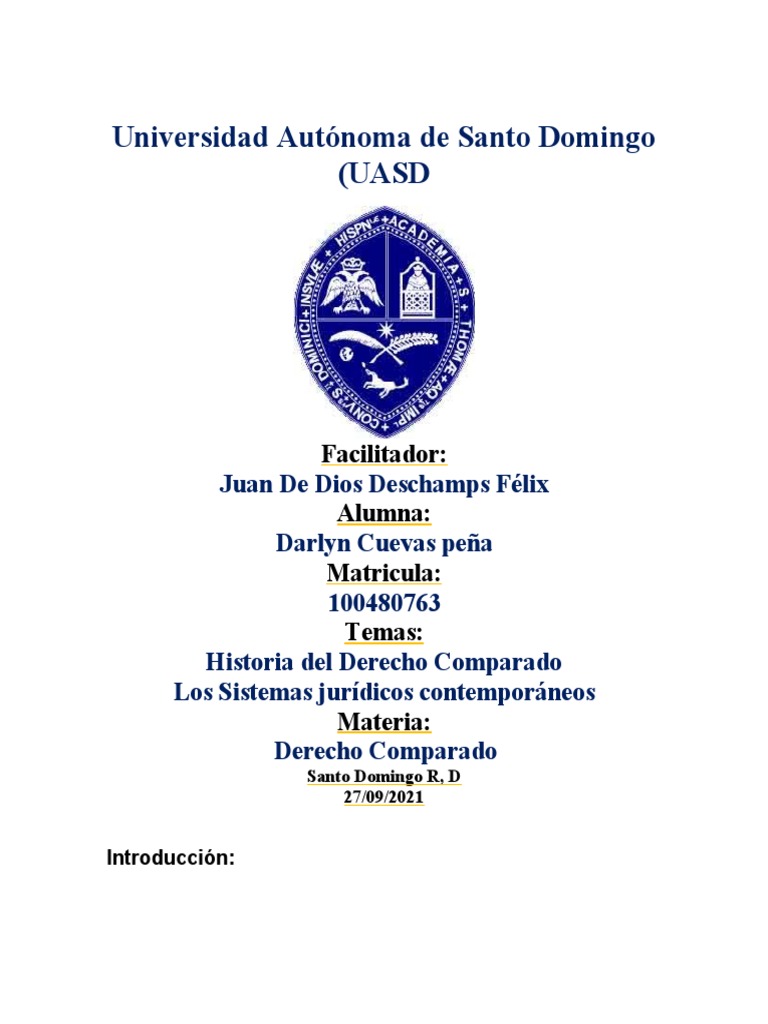 Historia del Derecho Comparado en UASD | PDF | Política