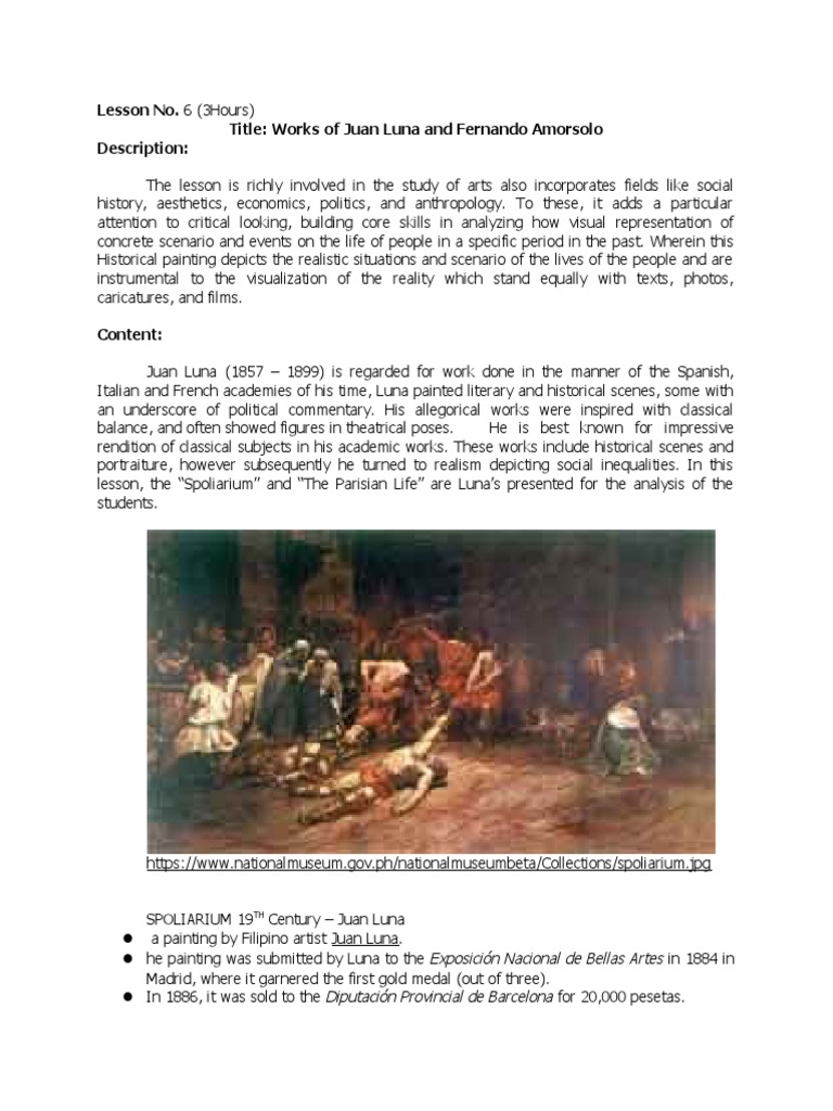 An Analysis of Historical Paintings by Juan Luna and Fernando Amorsolo Depicting Significant ...