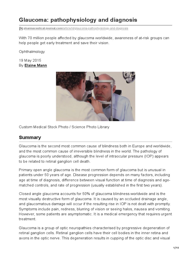 Glaucoma Pathophysiology and Diagnosis | PDF | Glaucoma | Medicine