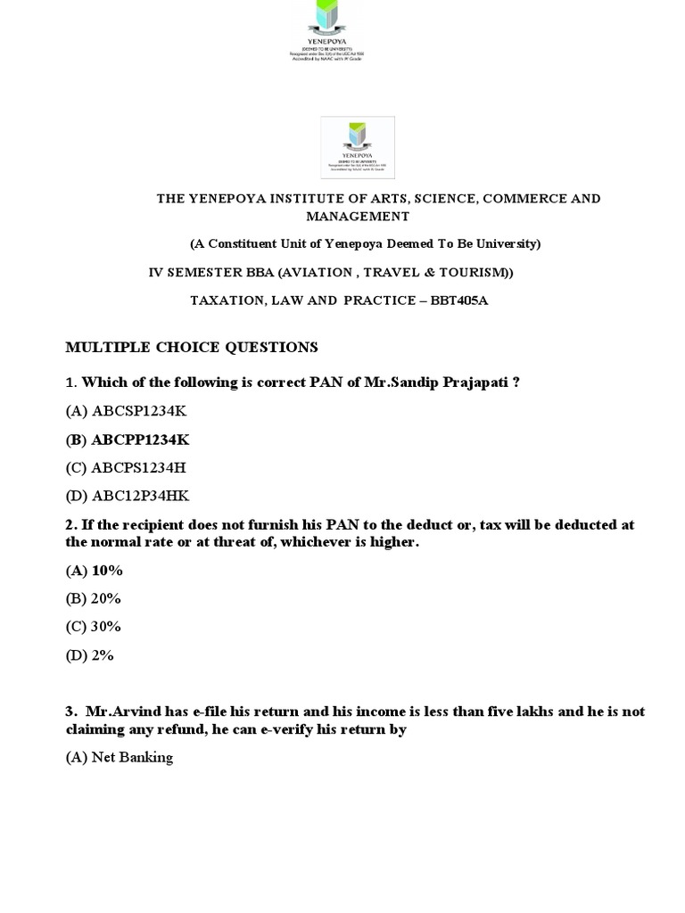 Question Bank - IV SEM BBA TAXATION | PDF | Capital Gains Tax | Taxes