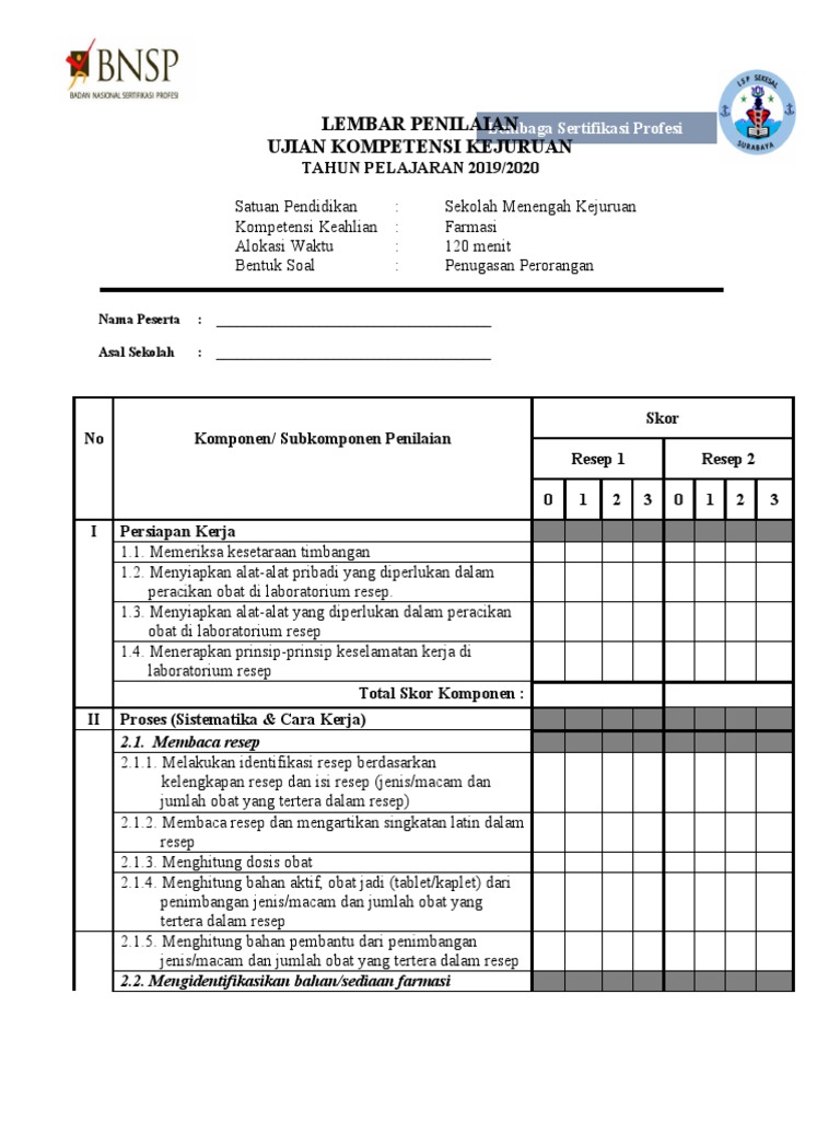 Lembar Penilaian Prakt Resep | PDF
