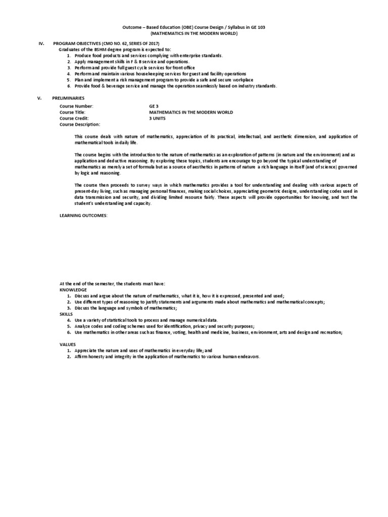 Ge 103-Math in The Modern World | PDF | Statistics | Mathematics