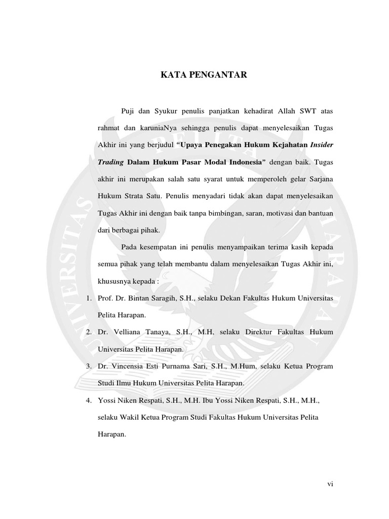 Kata Pengantar: Trading Dalam Hukum Pasar Modal Indonesia" Dengan Baik ...