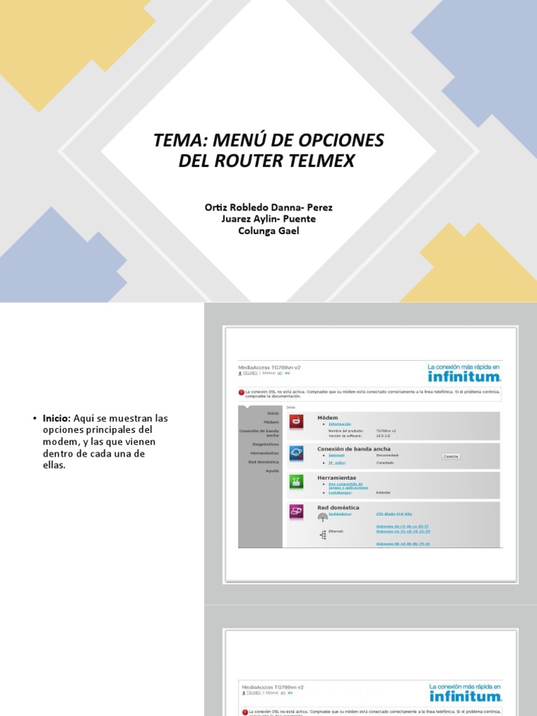 Menú de Opciones Del Router Telmex | PDF