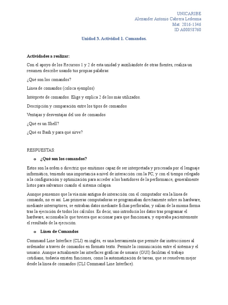 Cabrera - Comandos. | PDF | Interfaz de línea de comando | Archivo de ...