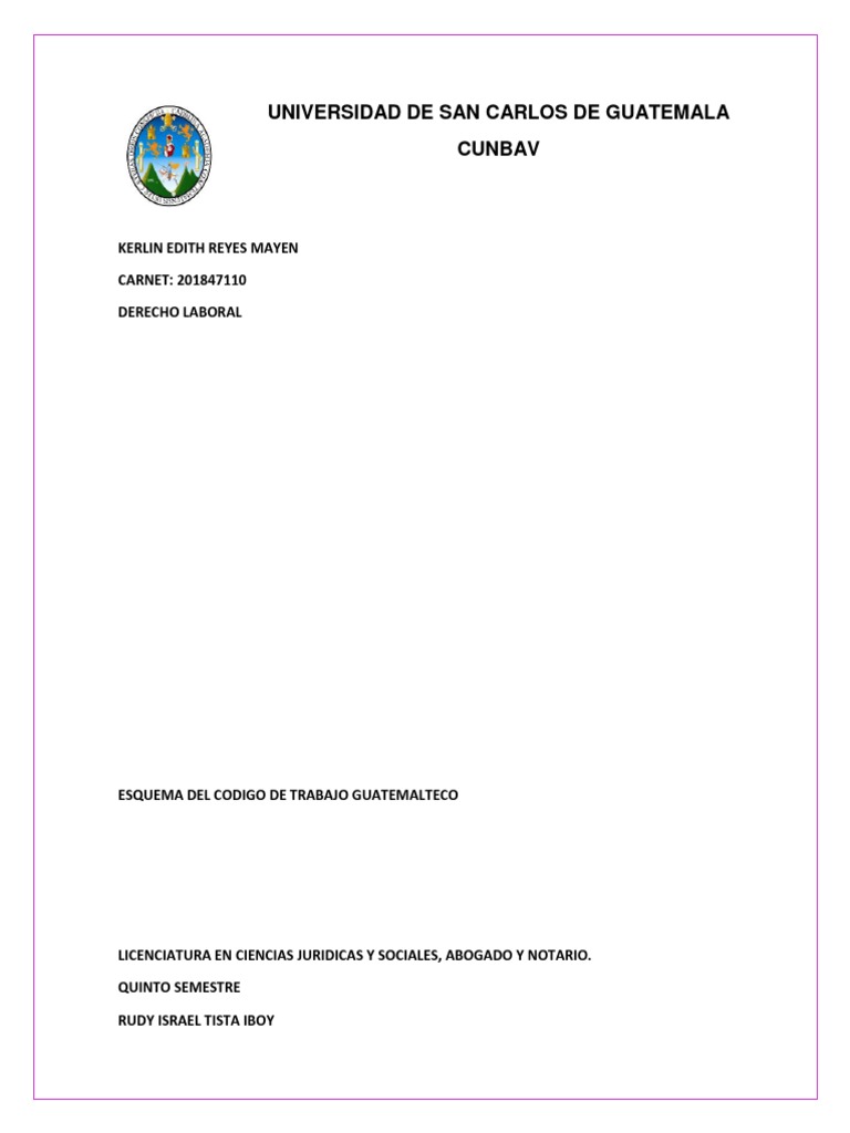 Esquema Del Codigo de Trabajo | PDF | Derecho laboral | Guatemala