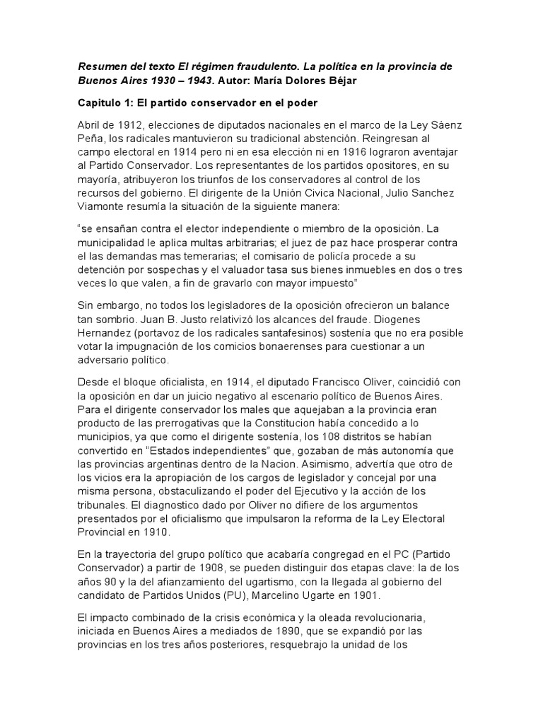 El régimen fraudulento en Buenos Aires 1930-1943 | PDF | Responsabilidad | Argentina