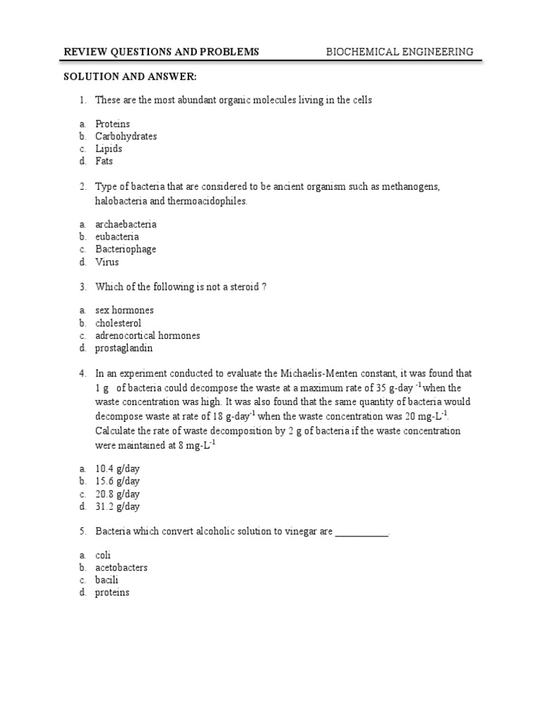 Biochemical Engineering | PDF | Biochemistry | Chemistry