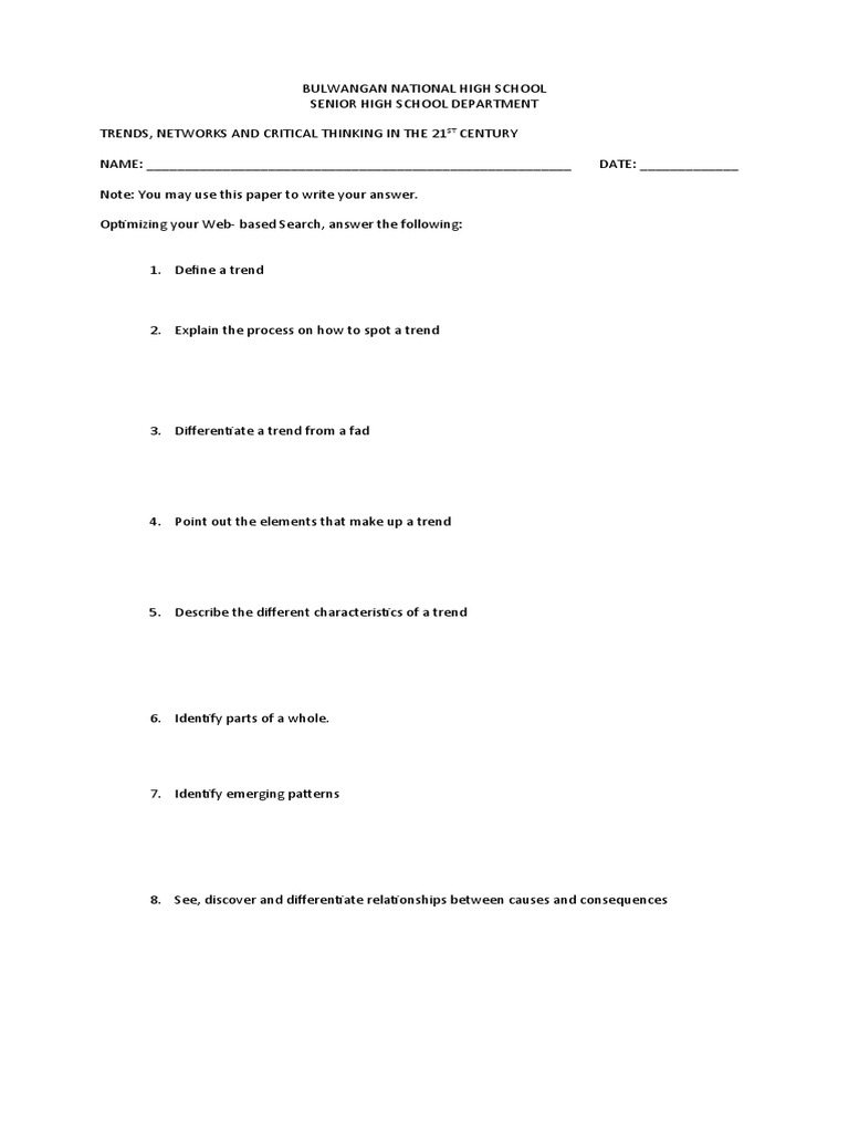 Trends Module 1 and 2 Answer Sheets | PDF | Map | Thought