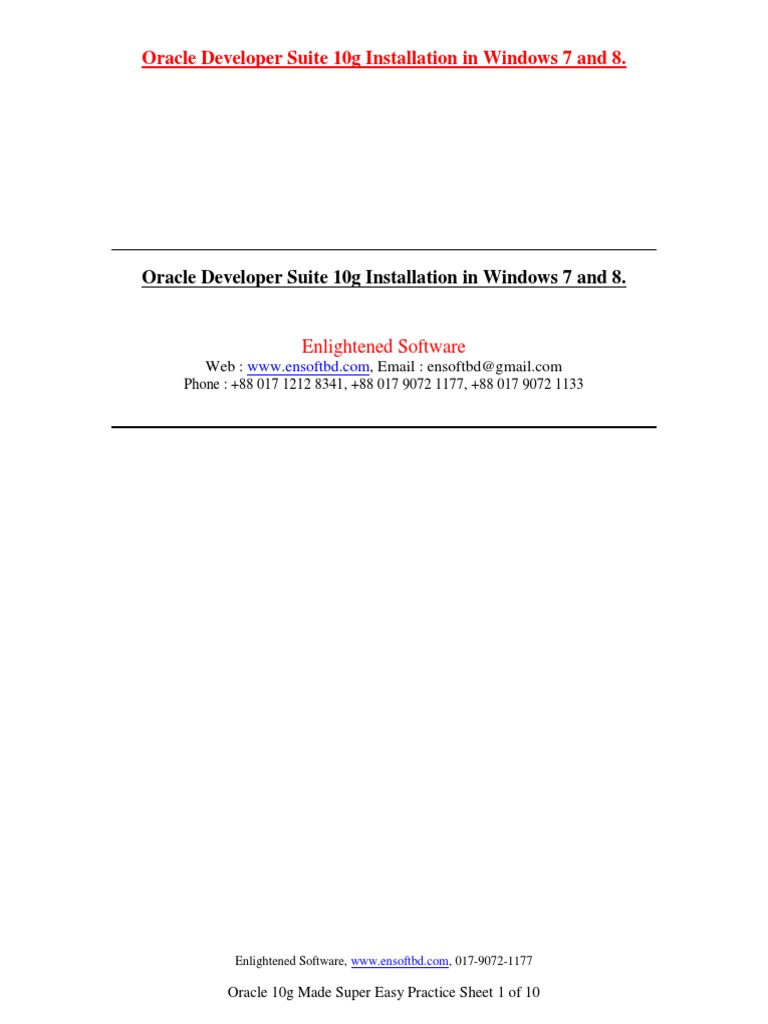 Oracle Developer Suite 10g Installation Guide | PDF | Java (Software ...