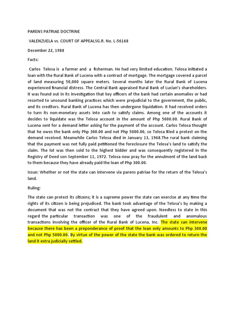 Parens Patriae in Telosa Land Case | PDF | Prosecutor | Annulment