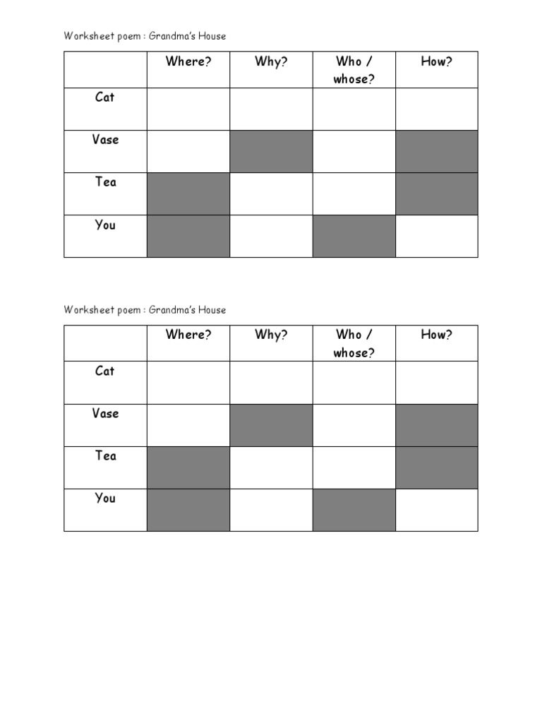 Grandma's House Poem Worksheet | PDF | Poetry