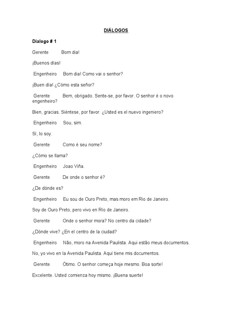 Diálogos en Portugues | PDF