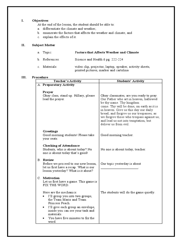 1. Factors that Affects the Weather and Climate | PDF | Lord's Prayer ...