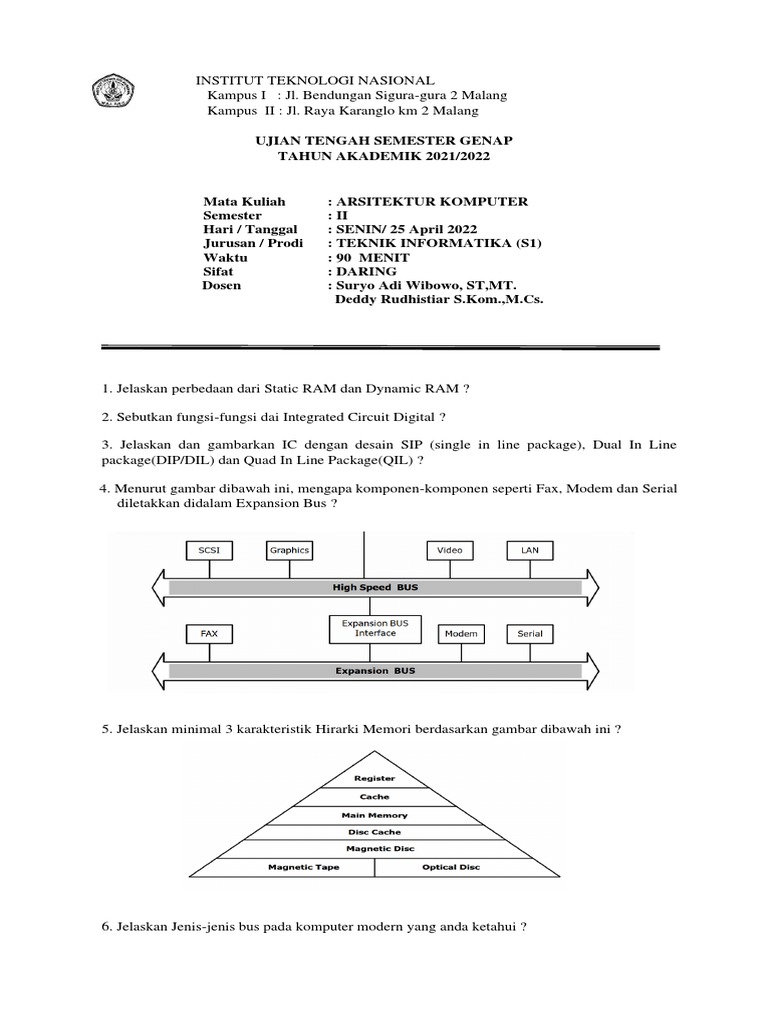 Soal UTS Arsitektur Komputer GENAP 2021-2022 | PDF | Seni