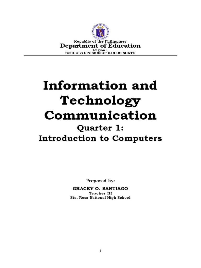 ICT 7 Q1 Module1 Quarter I | PDF | Operating System | Laptop