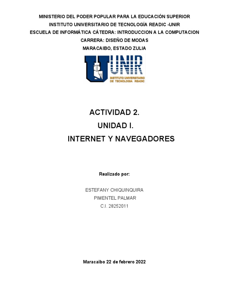 Actividad 2 - Unidad 1 | PDF | Internet | Red mundial