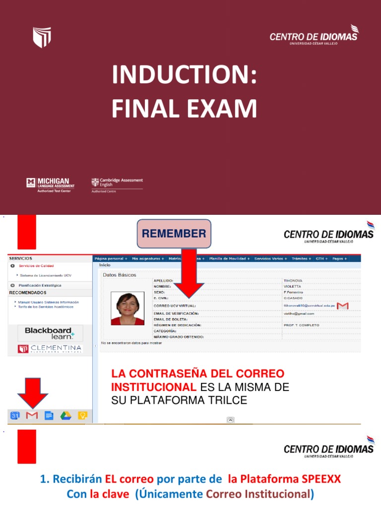 Instrucciones Examen Final Speexx UCV | PDF | Contraseña | Software