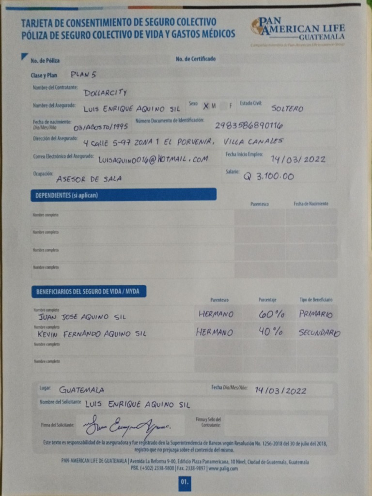 Formulario de Seguro-Palig | PDF | Riesgo | Derecho empresarial