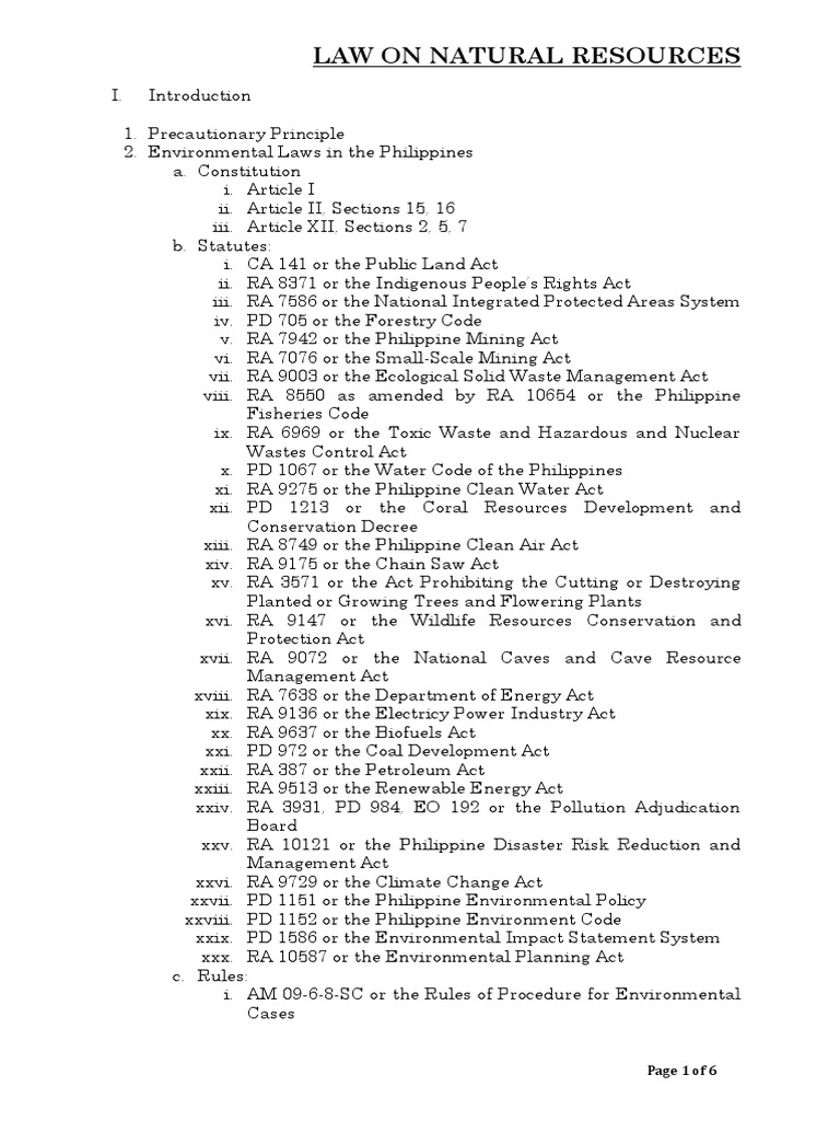 Natural Resources Law | PDF | Philippines | Manila