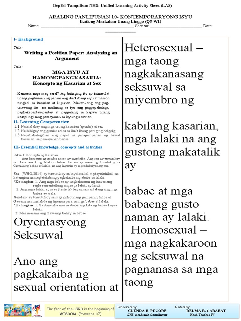 Ap10 Learning Acivity Sheet | PDF