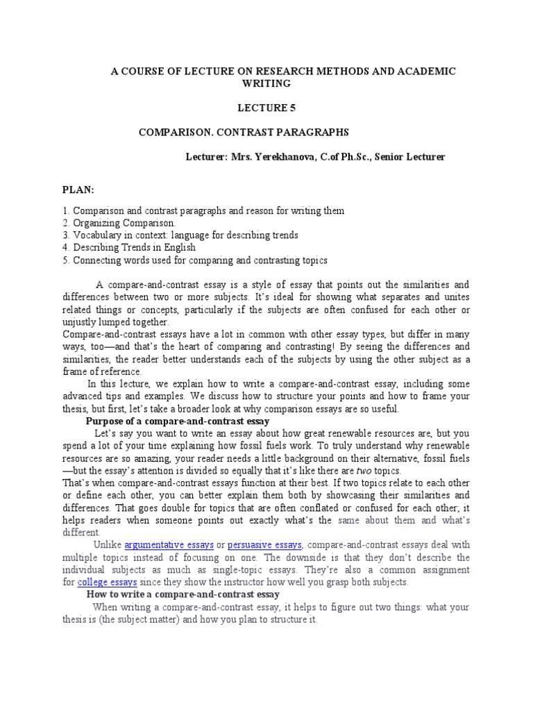 Comparing and Contrasting Academic Writing Techniques | PDF | Essays ...