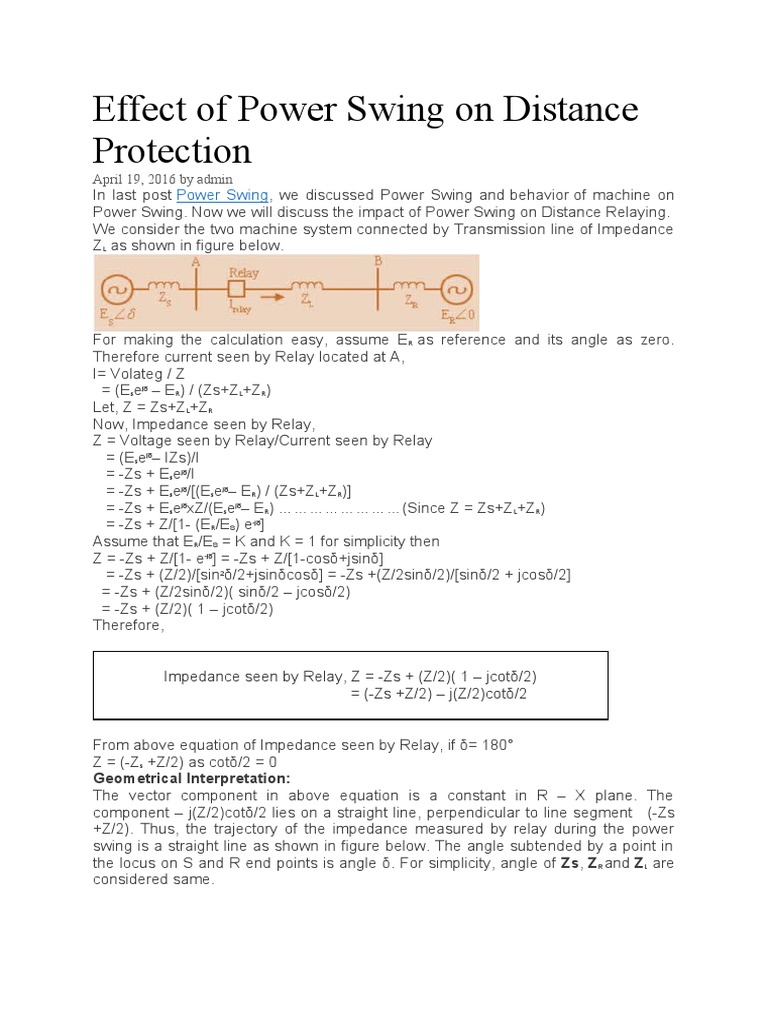 Power Swing Impact on Distance Relays | PDF | Angle | Line (Geometry)