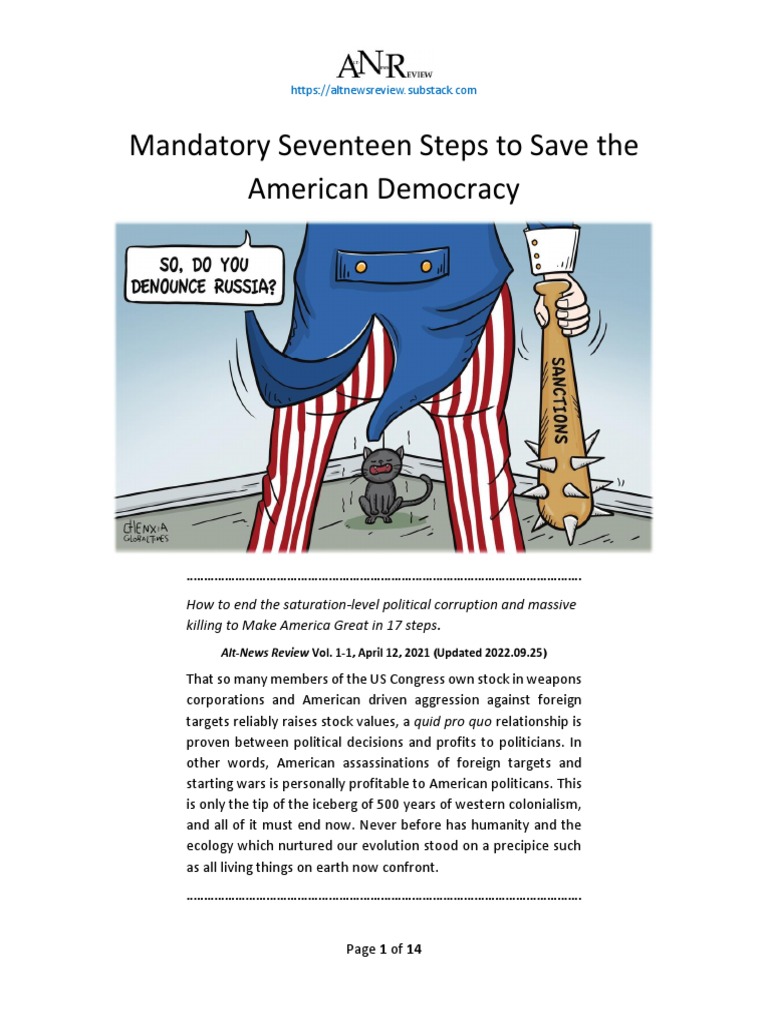 17 Steps To Saving American Democracy | PDF | Democracy | Political ...
