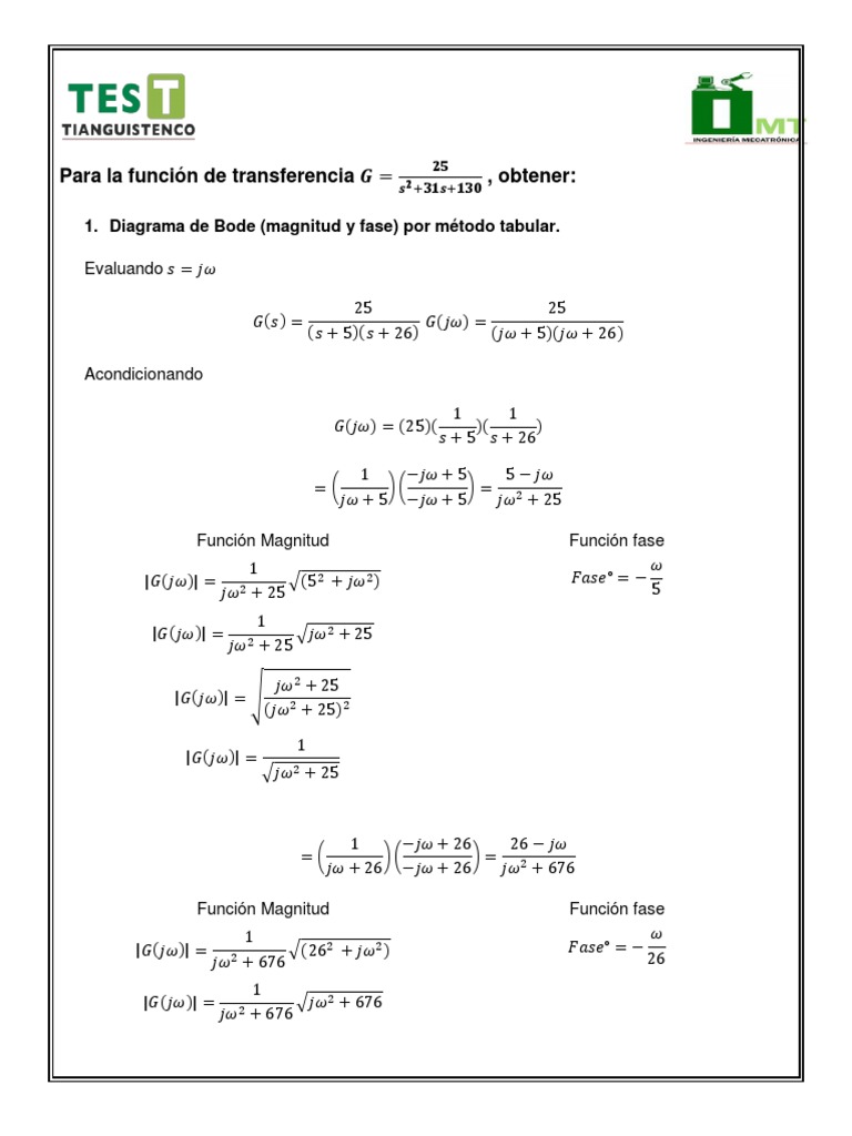 Ejercicio de Diagramas de Bode | PDF