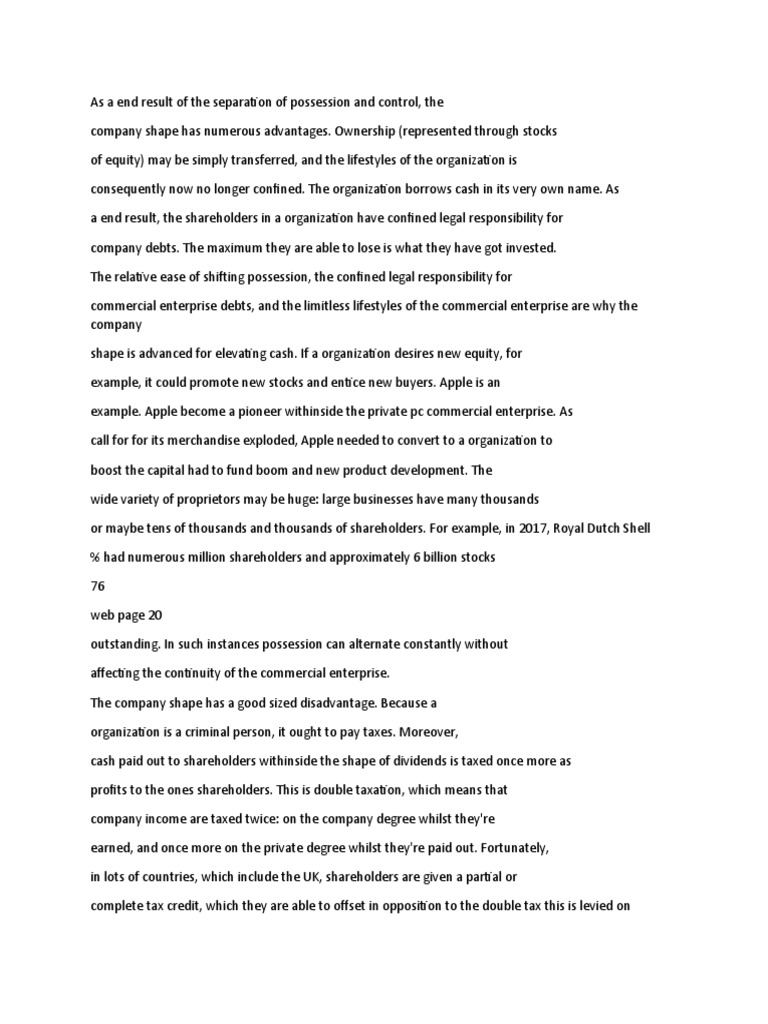 As A End Result of The Separation of Possession and Control | PDF ...
