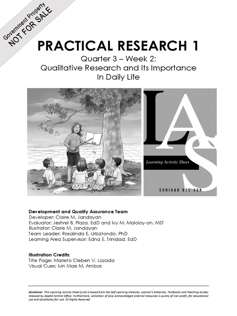 PracticalResearch1 q3 Week2 v4 | PDF | Science | Qualitative Research