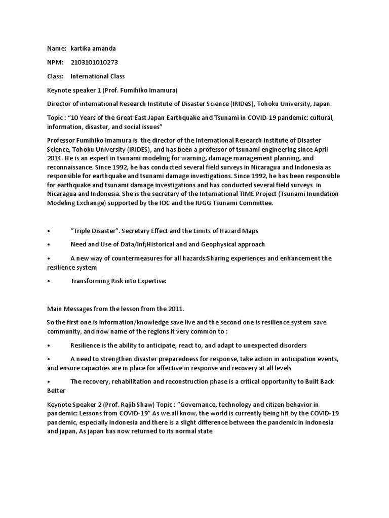 Kartika Amanda 2103101010273 PKL | PDF | Tsunami | Psychological Resilience