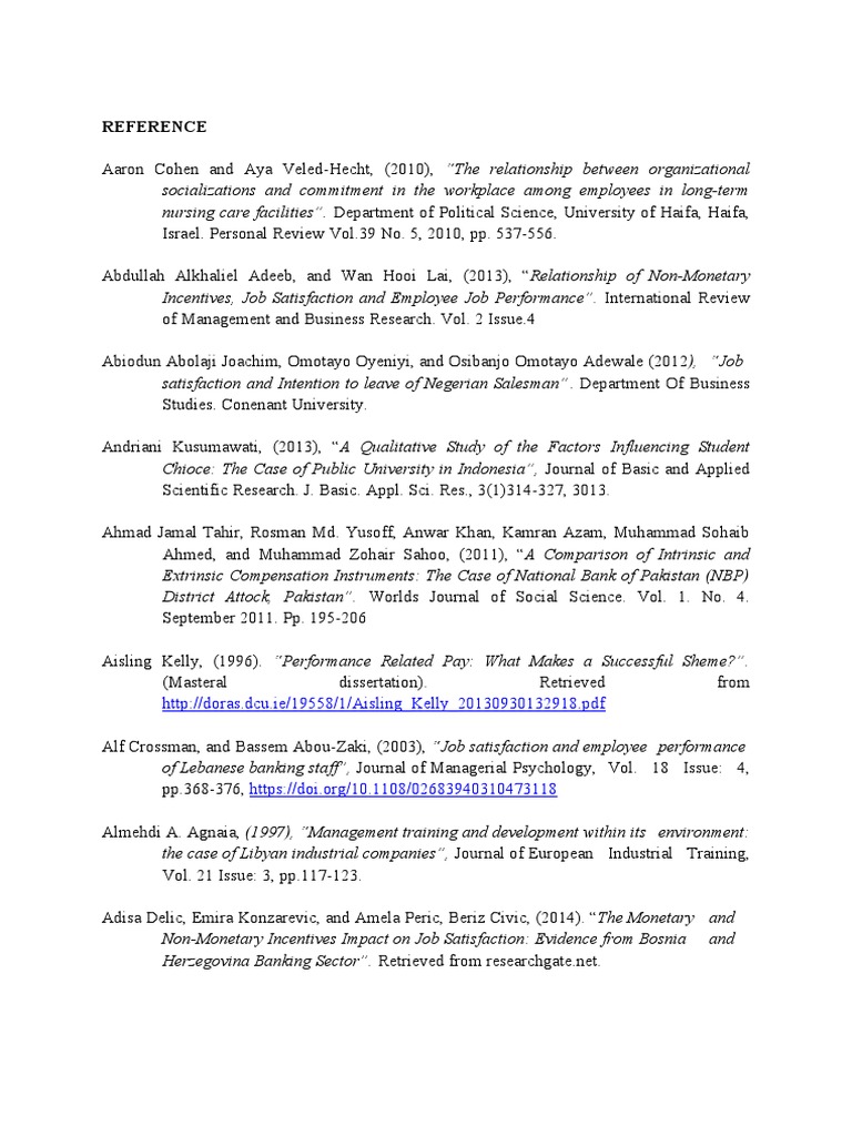 References | PDF | Job Satisfaction | Incentive