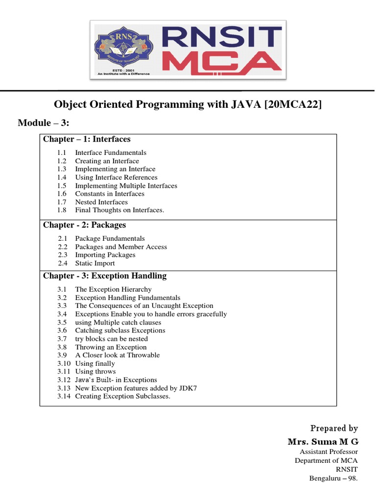 Module 3 InterfacePakagesException | PDF | Class (Computer Programming ...