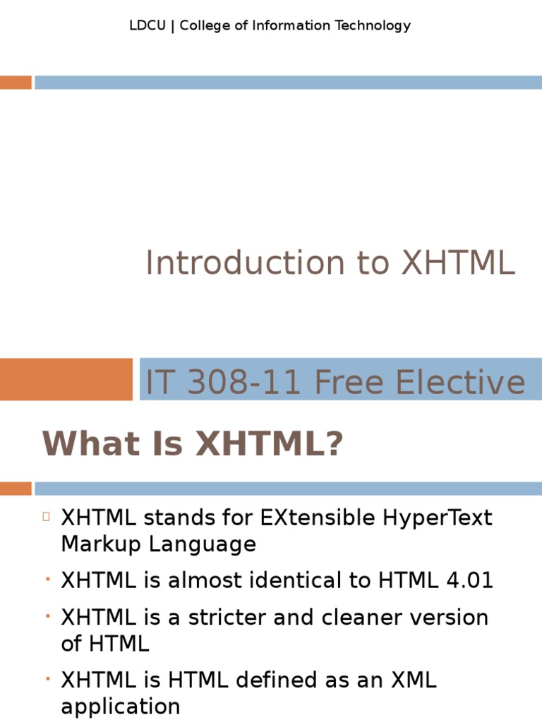 Introduction To XHTML | Download Free PDF | Xhtml | Html