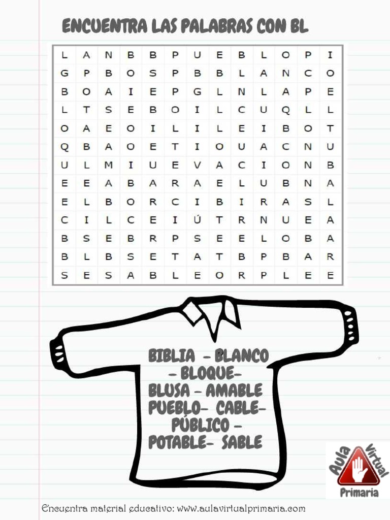 Sopas de Letras de Silabas Trabadas | PDF