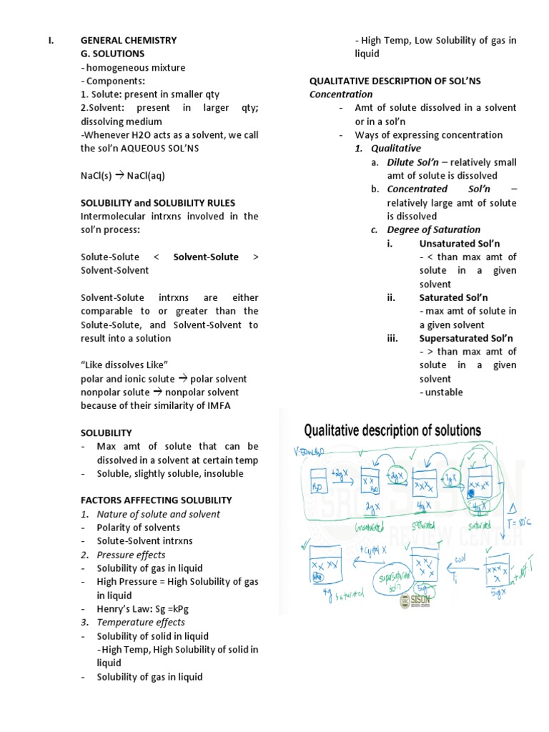 Chemical Technician Exam Review: General Chem - Solutions | PDF | Solubility | Concentration