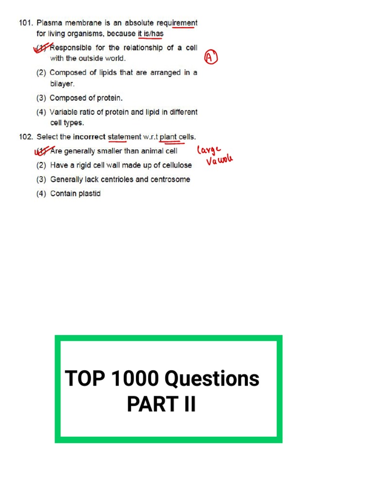 1000 Biology Questions and Answers | PDF | Biology