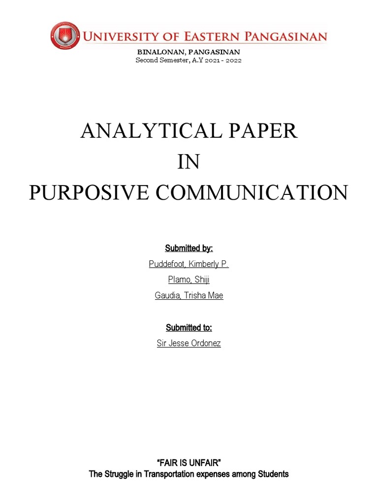 Analytical Paper in Purposive Communication | PDF | Epidemiology ...