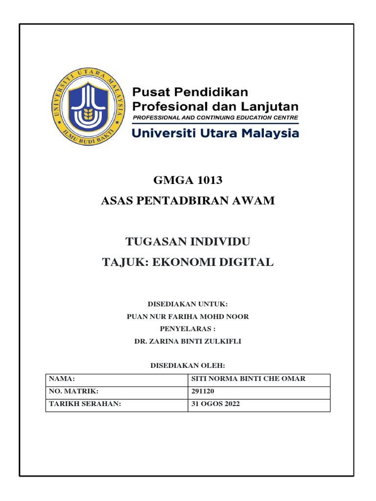 6565 SITI NORMA BINTI CHE OMAR s291120 EKONOMI DIGITAL 33012 1521781291 ...