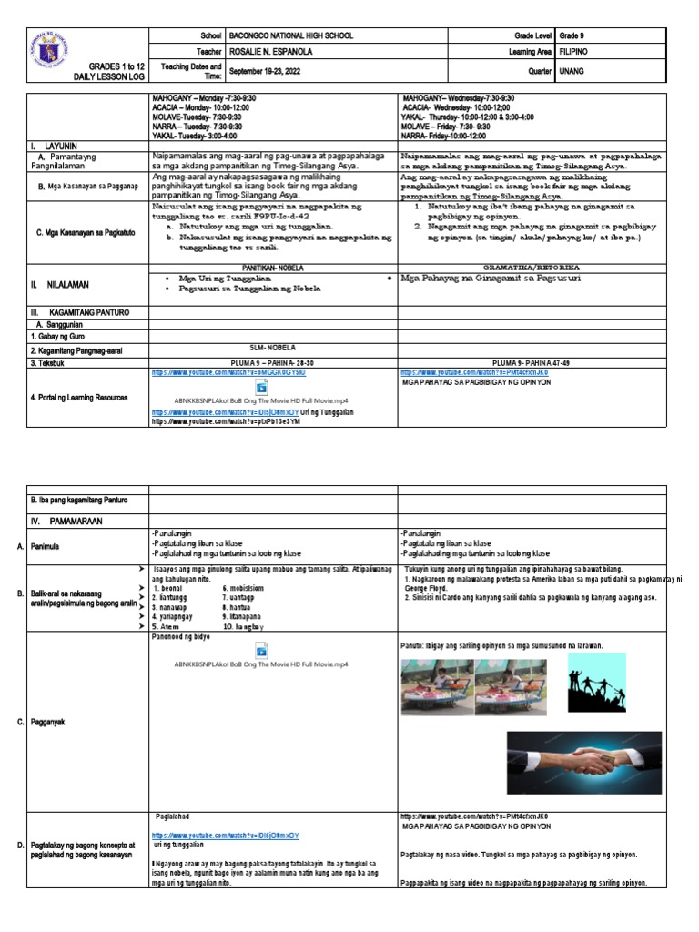 DLL Filipino 9 | PDF