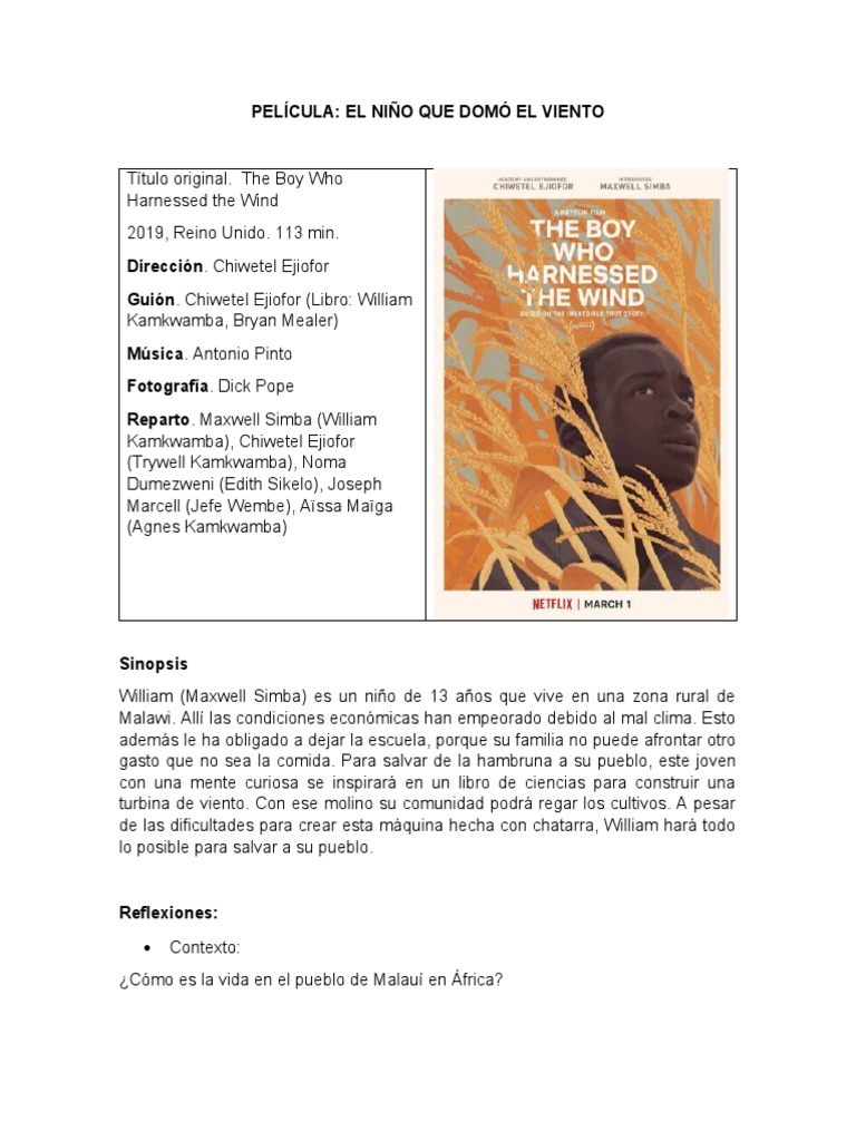 El Niño Que Domó El Viento Freire | PDF