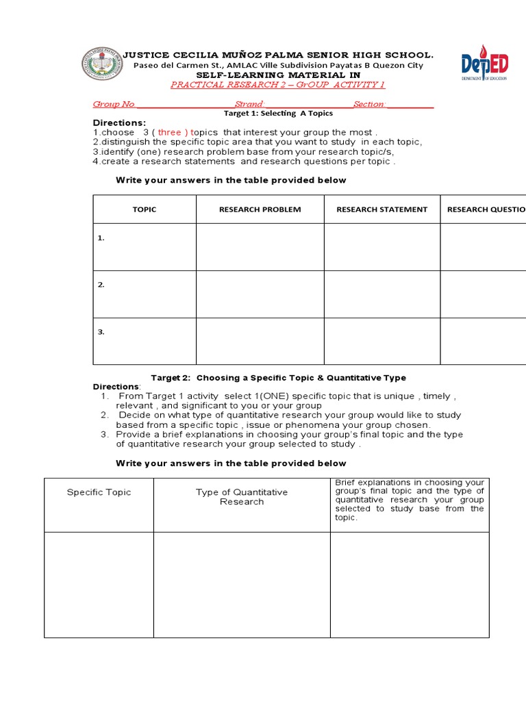 Topic Type Variables of Research | PDF | Cognition | Science