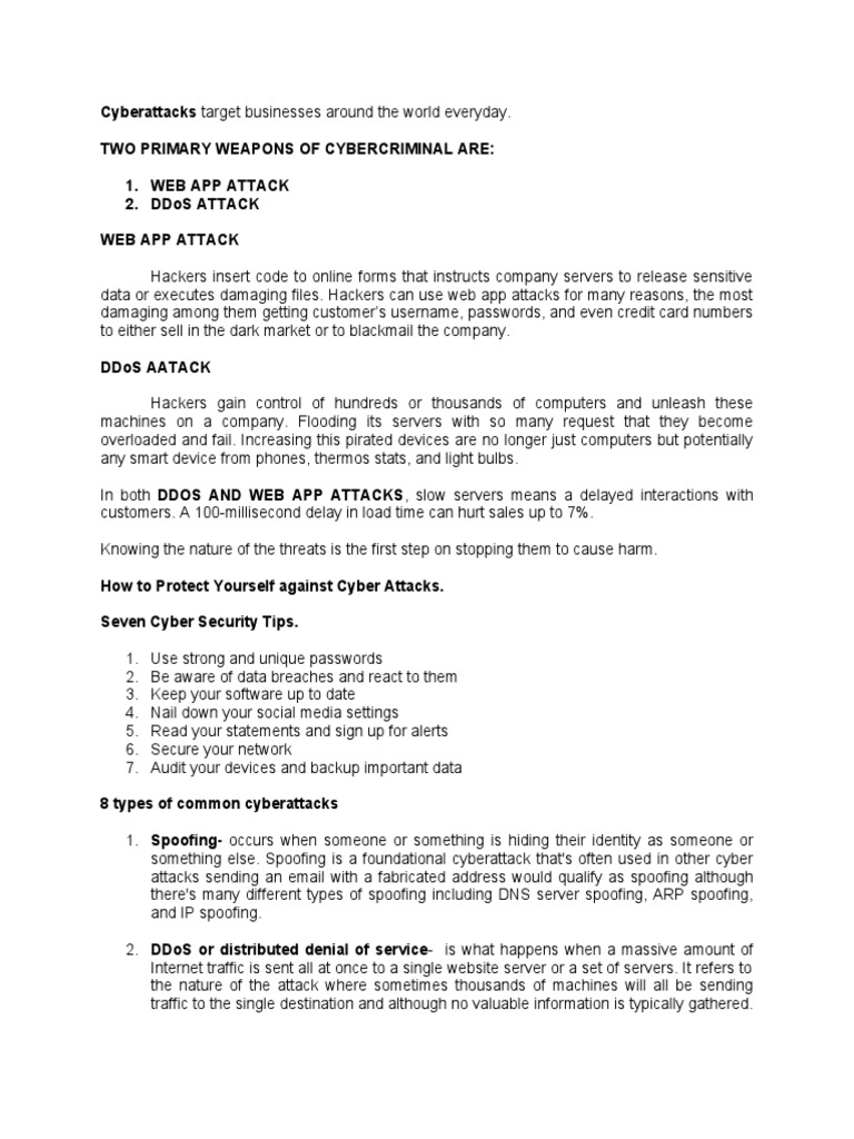Cyber Attack Notes | PDF | Security | Computer Security