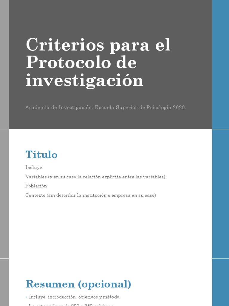 Criterios de Protocolo de Investigación 2020 | PDF | Conocimiento | Teoría