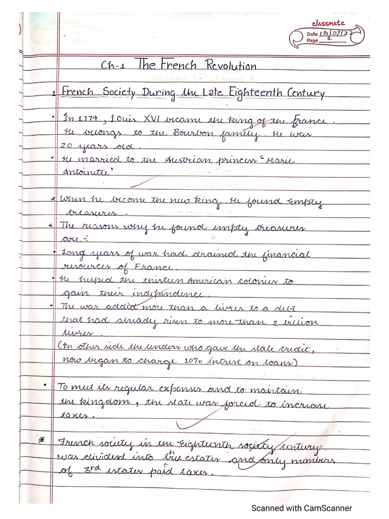 French revolution -notes and QA | PDF