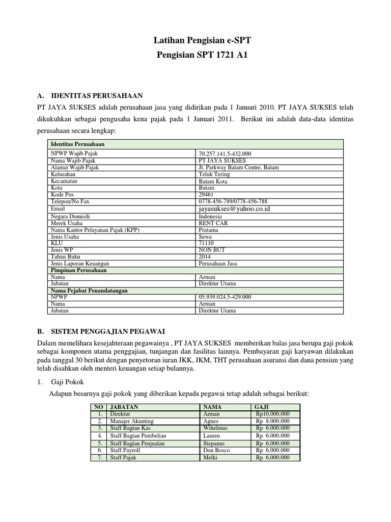 Soal Praktikum eSPT PPH Pasal 21 | PDF